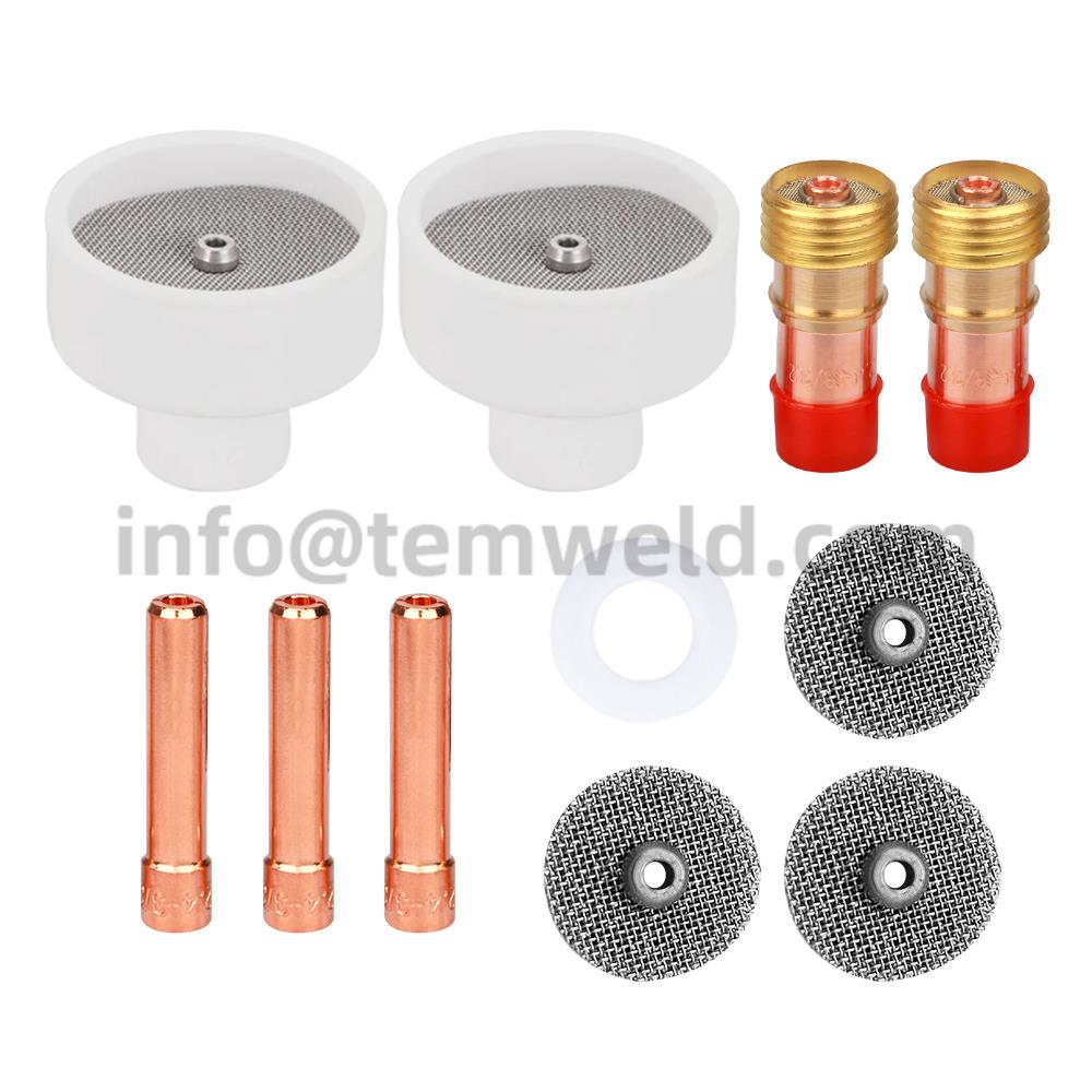 TIG Welding #24 White Ceramic Nozzle Alumina Cup Kit - web
